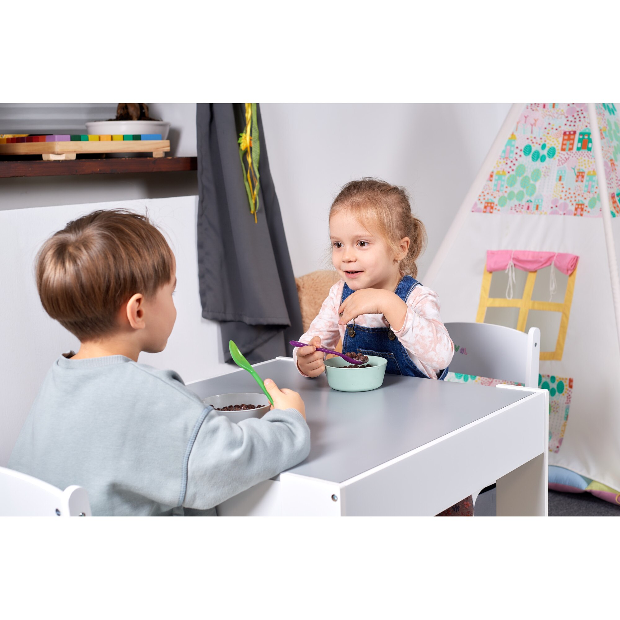 Set Masa Cu Scaune Copii, 3 In 1, Suporto, Lemn Mdf, Tabla De Scris ...