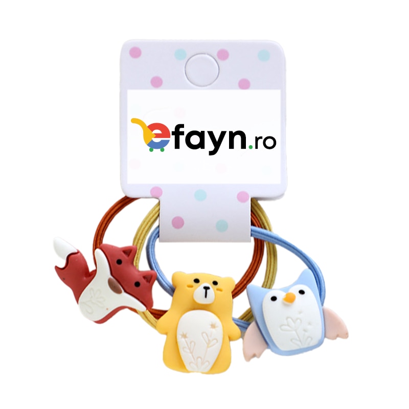 Elastic par pentru copii, set 3 bucati, model colorat, cu accesorii ...