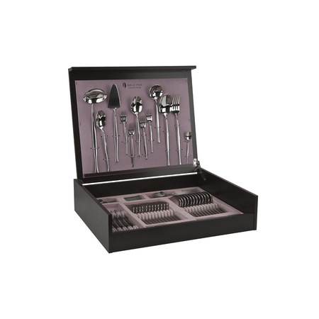 Set 72 tacamuri Luna, Belo Inox, Inox, Cutie lemn, Argintiu - eMAG.ro