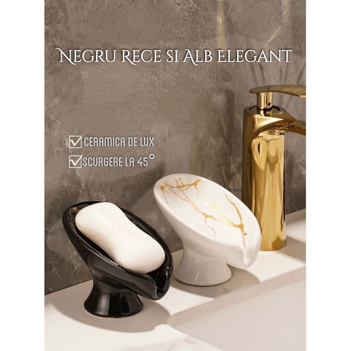 Savoniera cu Drenaj, Jaskus®, Ceramica, Aspect Marmorat, Design Modern ...