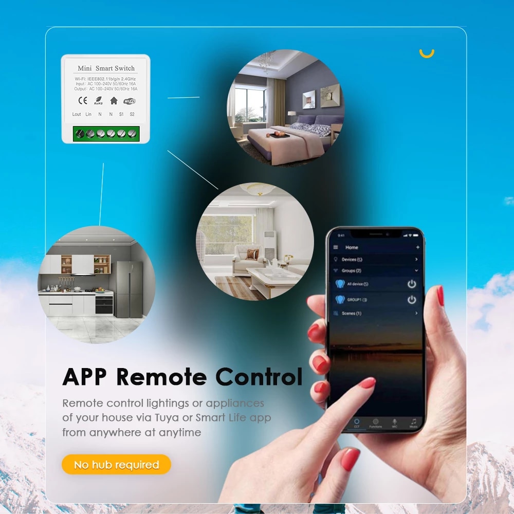 Releu inteligent, smart Home, wireless, App Control SmartLife, 16A, Alb ...