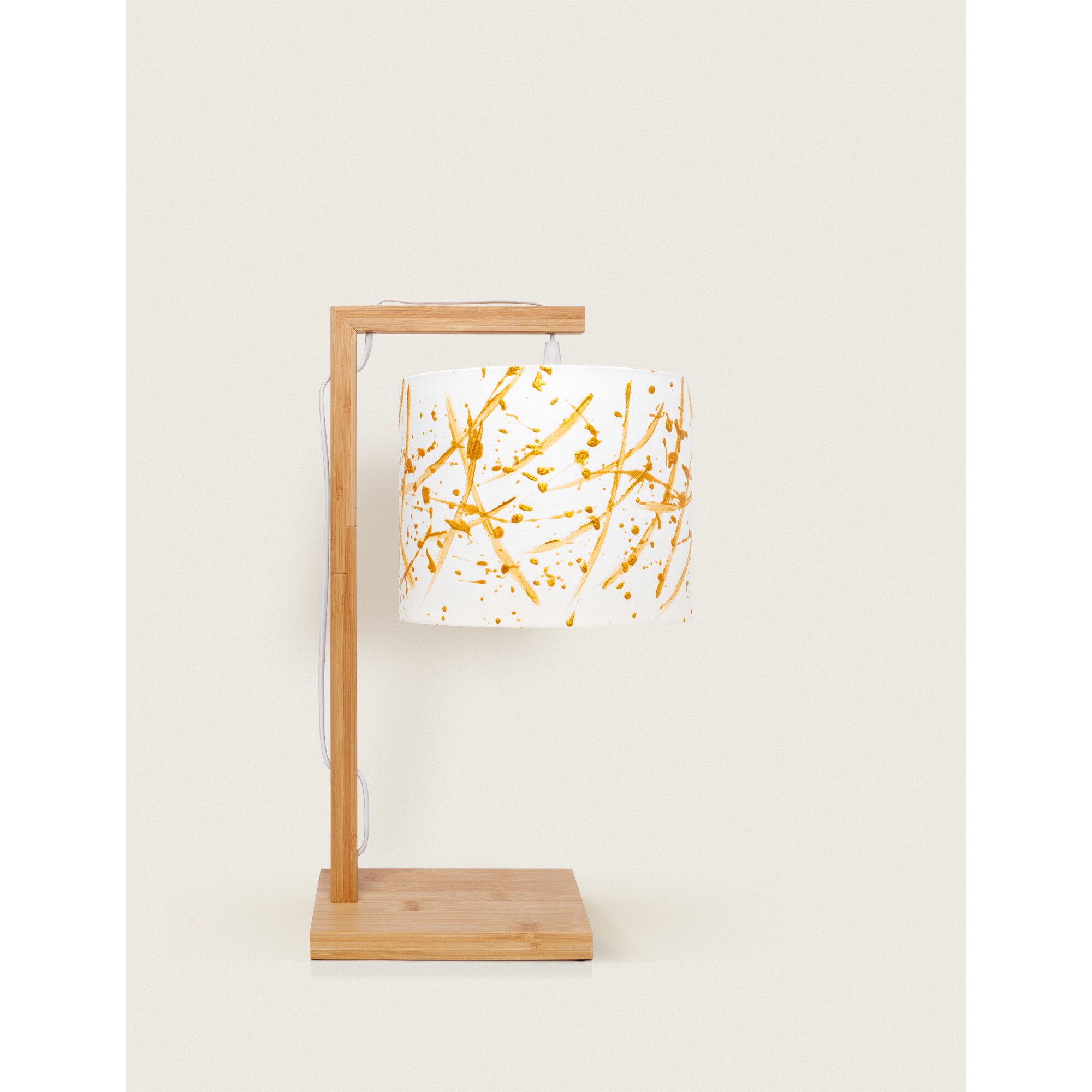 Veioza cu abajur textil pictat manual – Wood Sparks - eMAG.ro