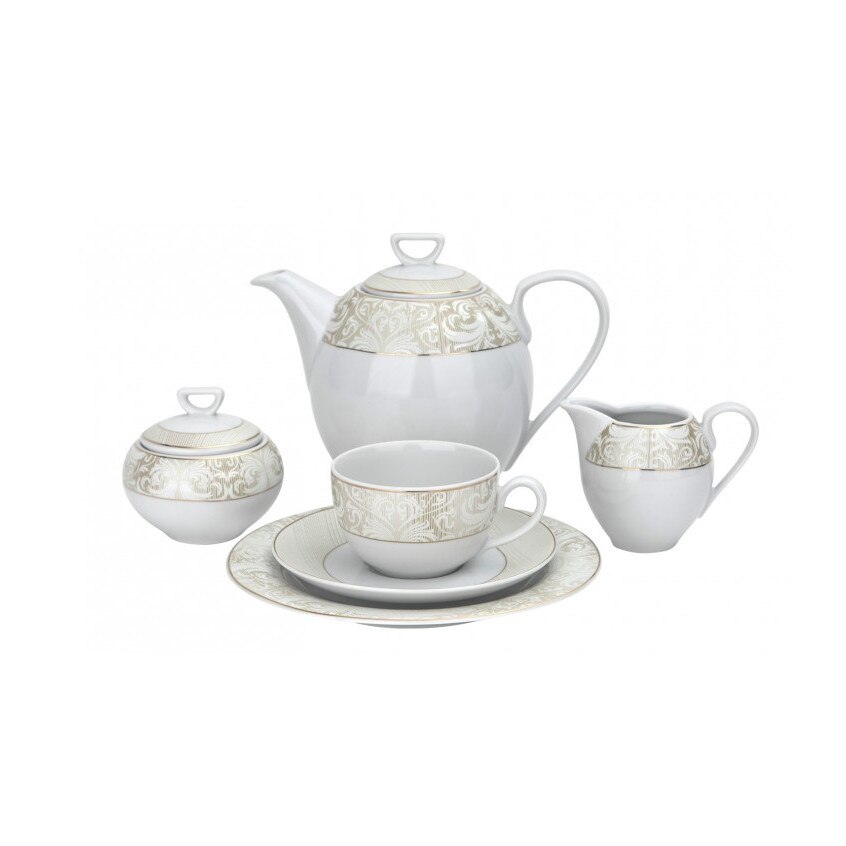 Set 12 piese pentru servit cafea, Cmielow, 6 persoane, Portelan, Alb ...
