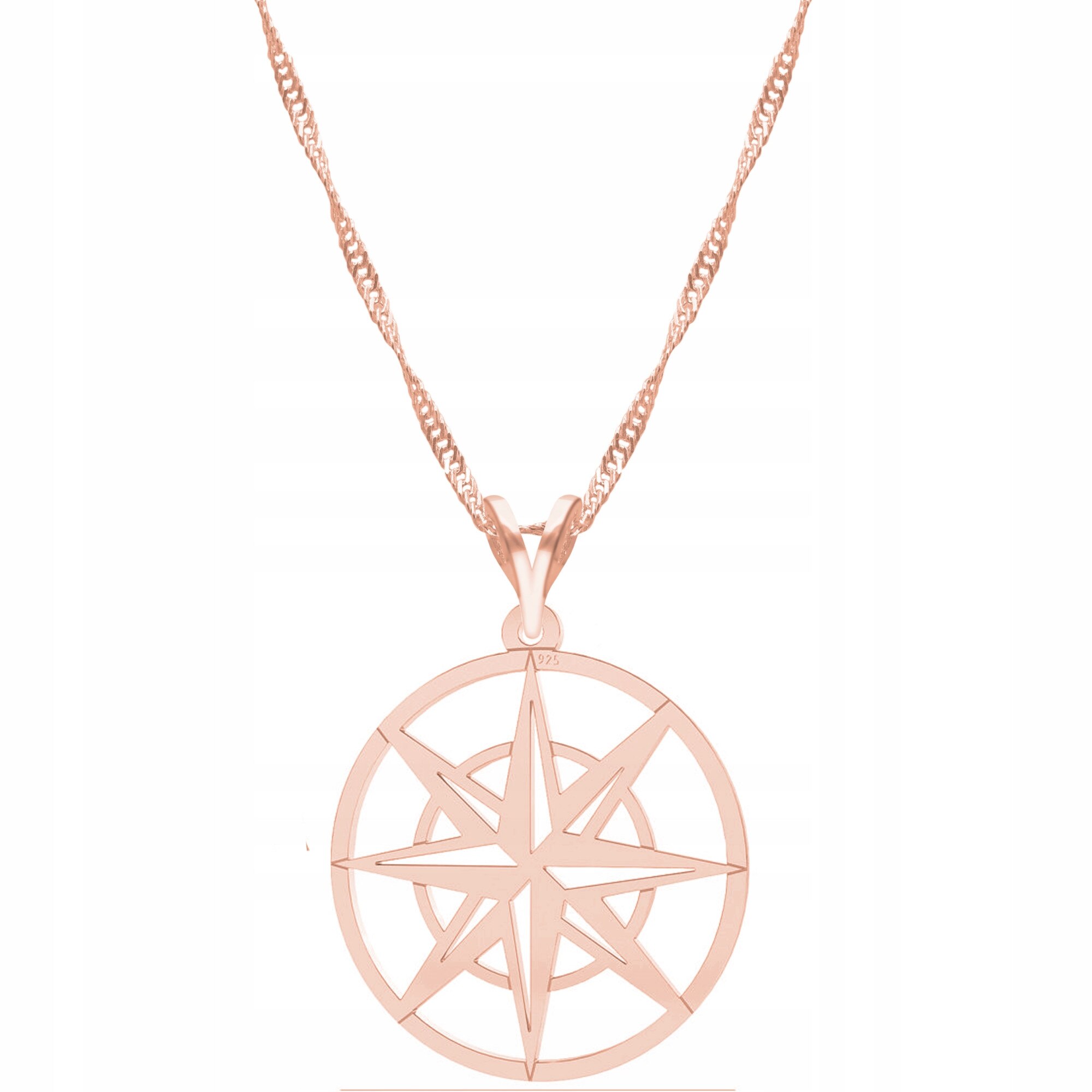 Colier cu pandantiv, Larezo, busola, rozeta de vant, aur roz, argint ...
