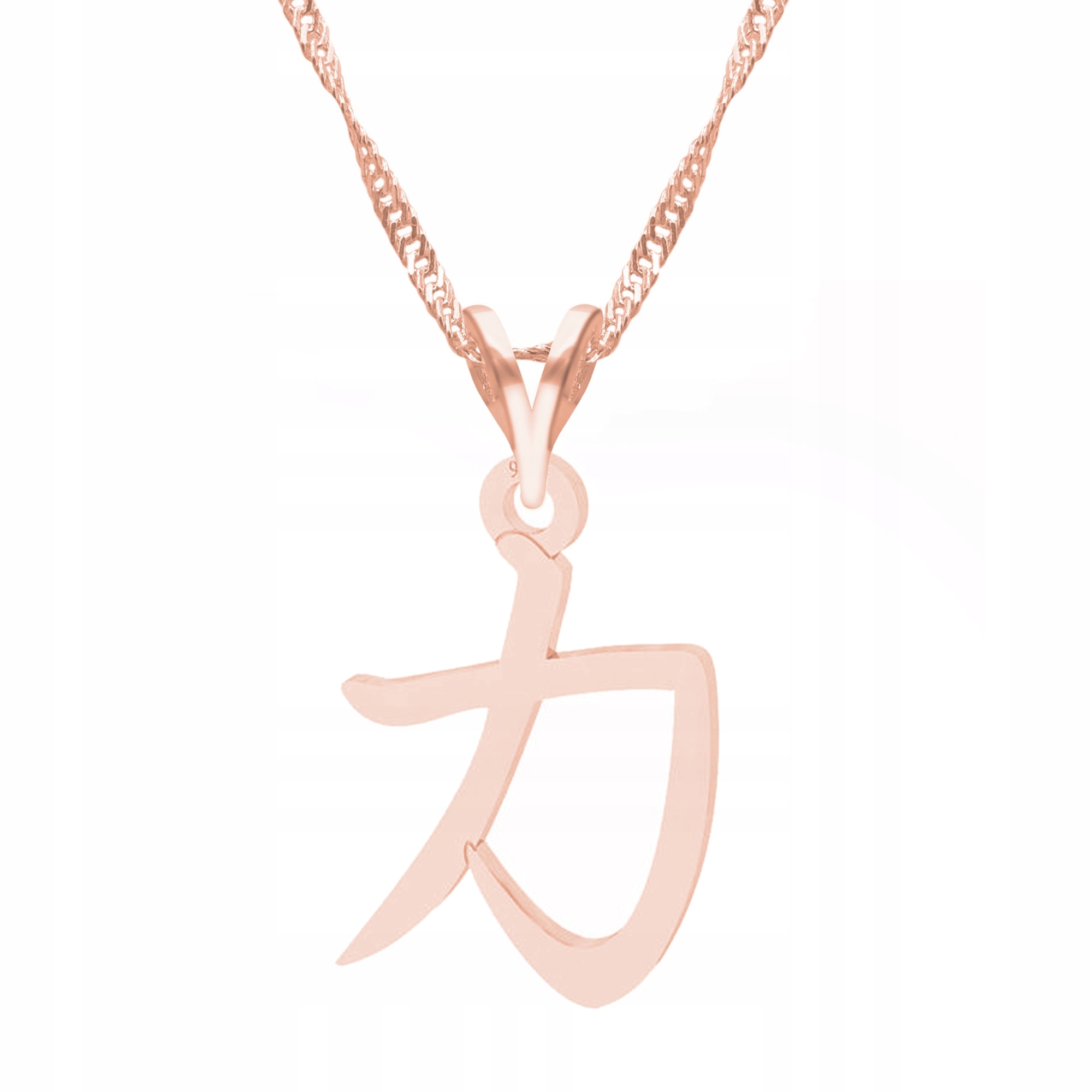 Colier cu pandantiv, Larezo, semn japonez de putere, aur roz, argint ...