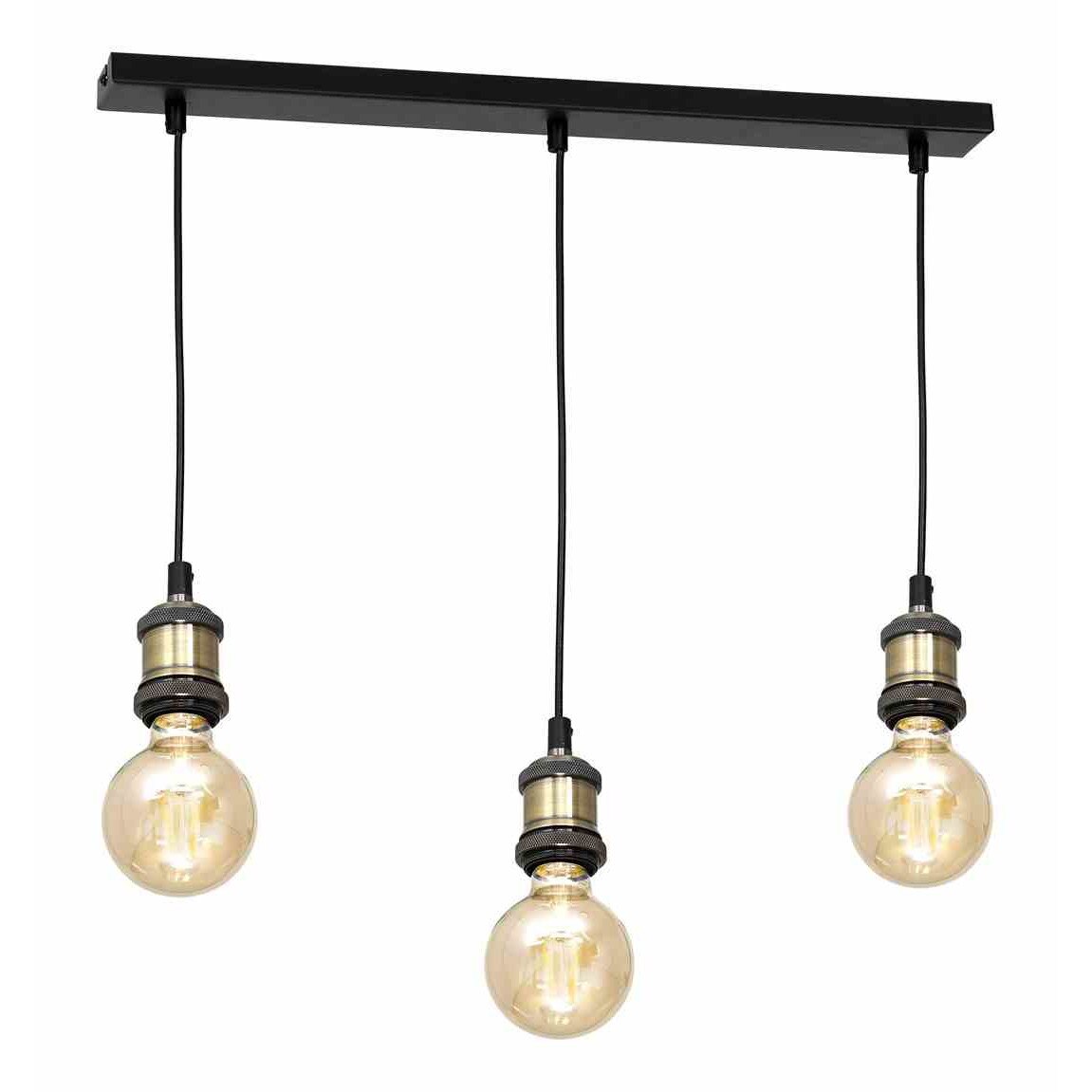 Lustra Edison, Milagro, Metal, E27, Negru/Auriu - eMAG.ro