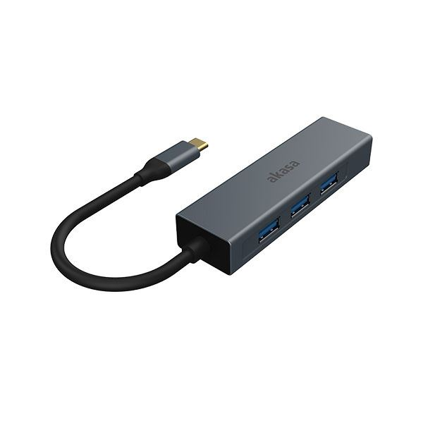 Akasa 3 portos USB Hub + Ethernet szürke (AK-CBCA20-18BK) (AK-CBCA20 ...
