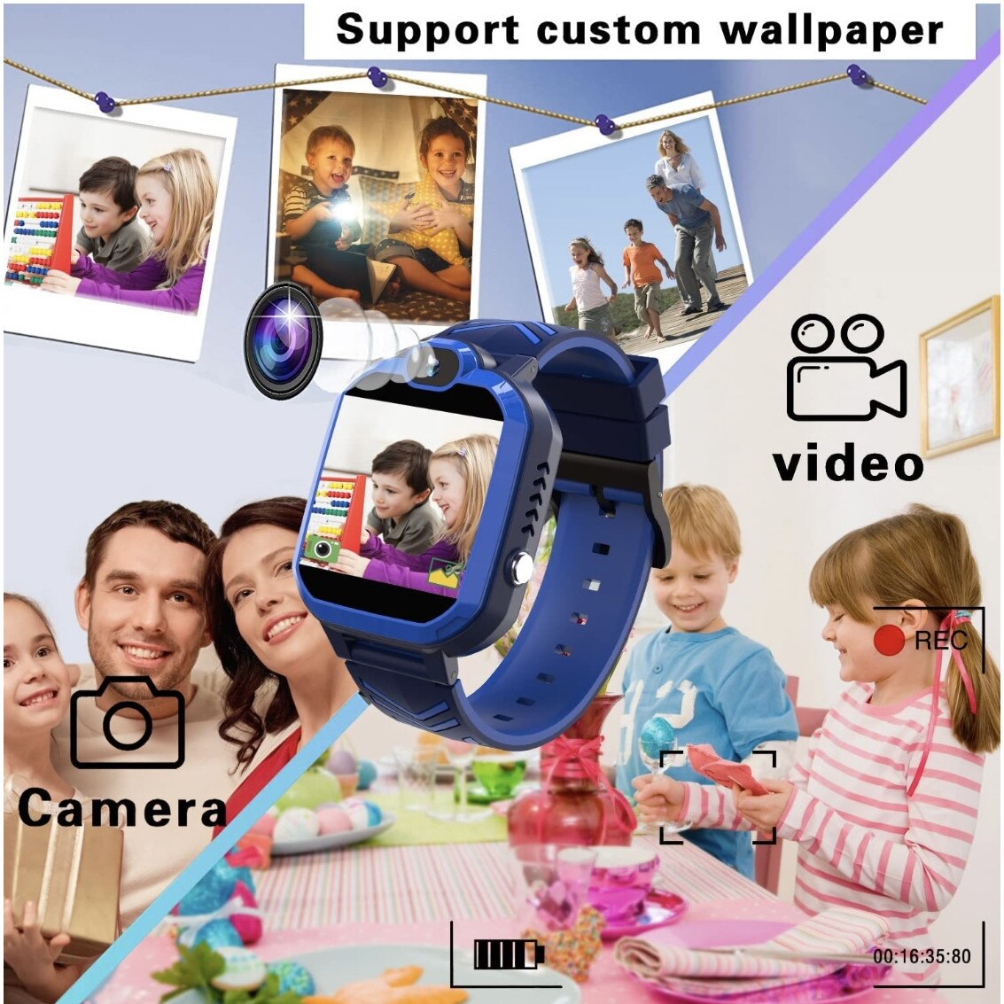 Ceas smartwatch copii GPS Mundoval™ QM2, WiFi, localizare foto, Jocuri ...