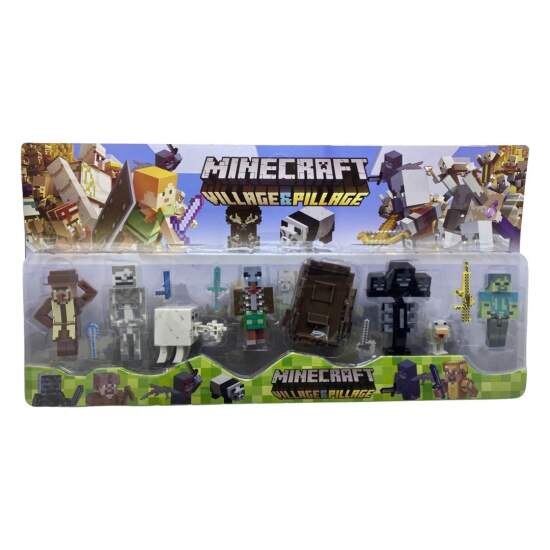 Set 7 figurine si 5 arme, Minecraft village, 7 cm - eMAG.ro