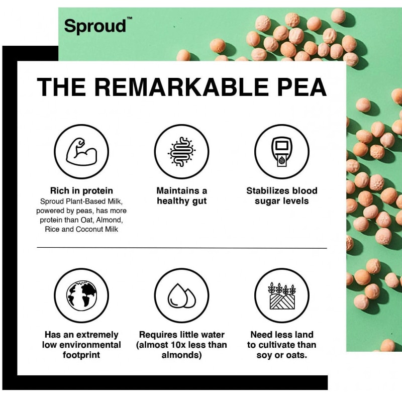 Lapte pe baza de mazare, Sproud Unsweetned, 6 bucati, fara zahar si ...