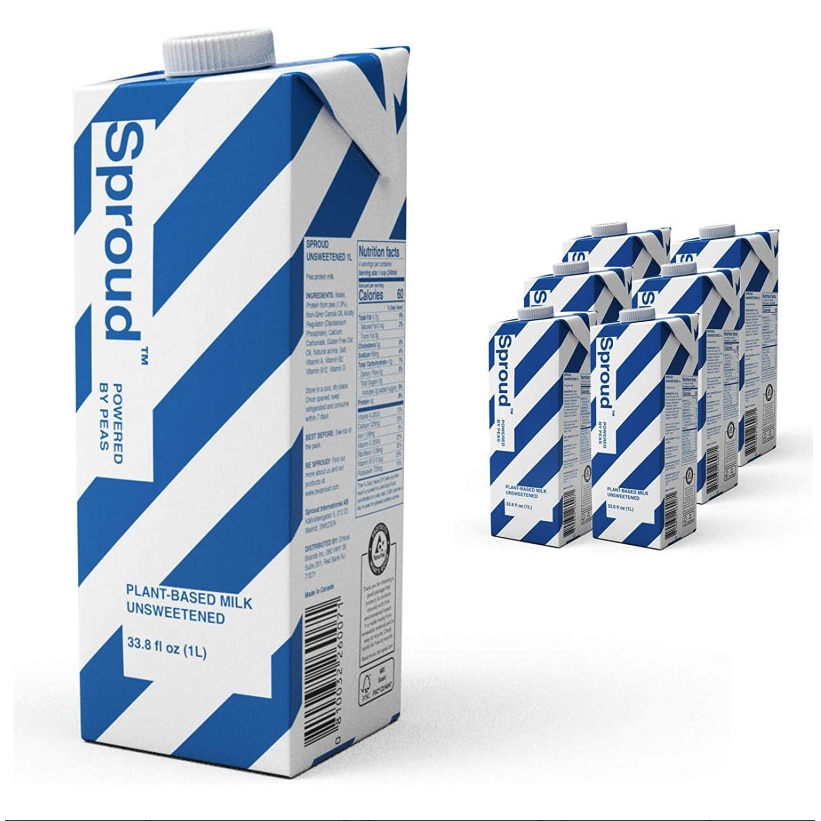 Lapte pe baza de mazare, Sproud Unsweetned, 6 bucati, fara zahar si ...