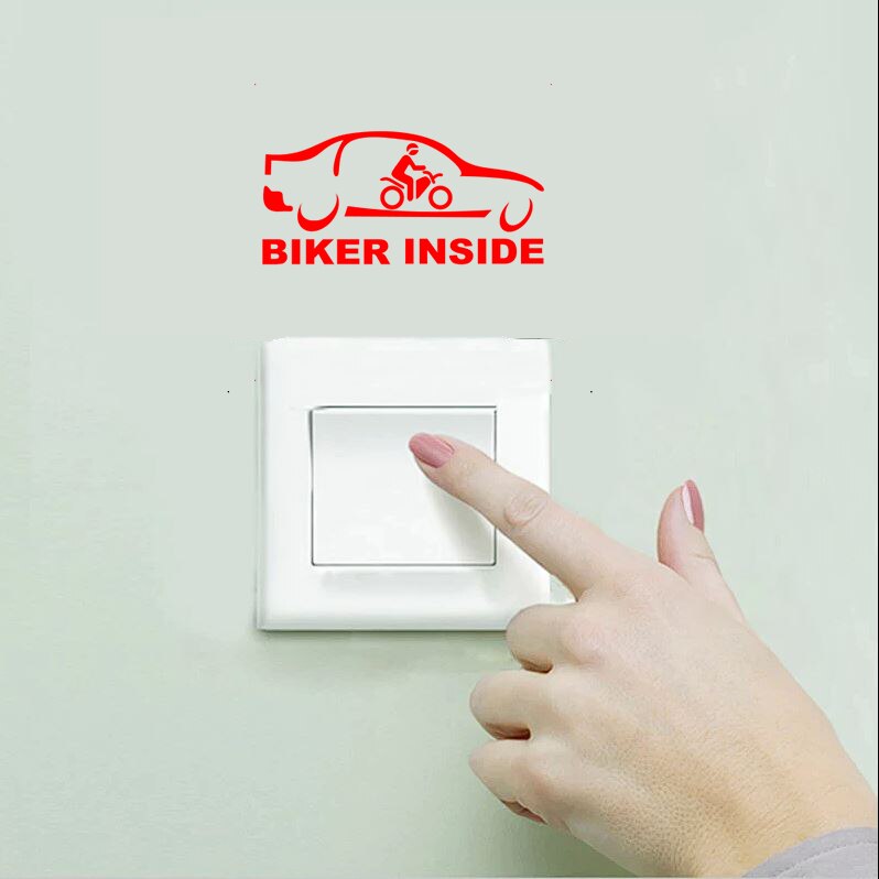 Sticker decorativ perete, auto si geam, Biker inside, Rosu, 19 cm - eMAG.ro