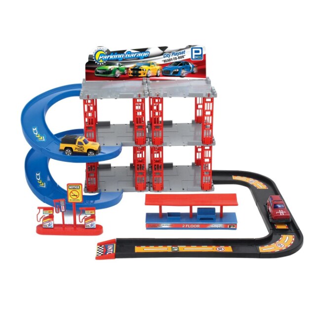 Set garaj multifunctional pe 2 nivele, cu benzinarie, 2 masinute ...