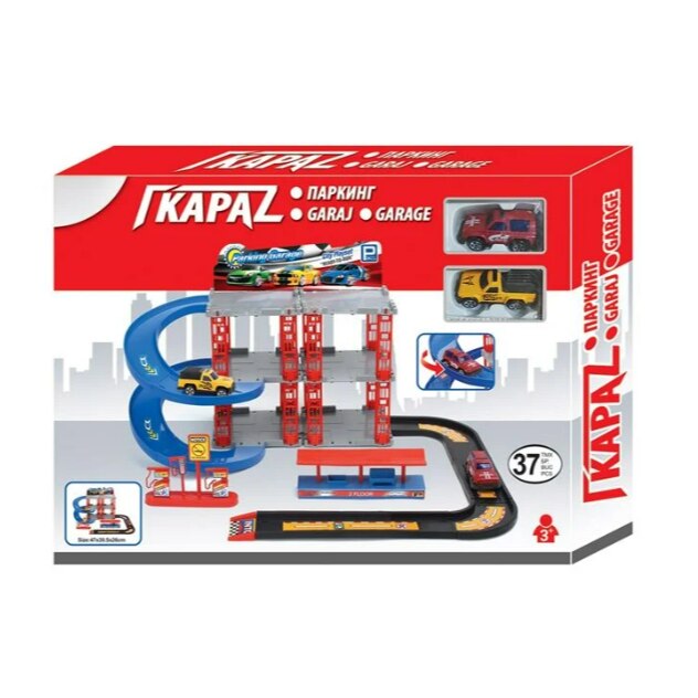 Set garaj multifunctional pe 2 nivele, cu benzinarie, 2 masinute ...