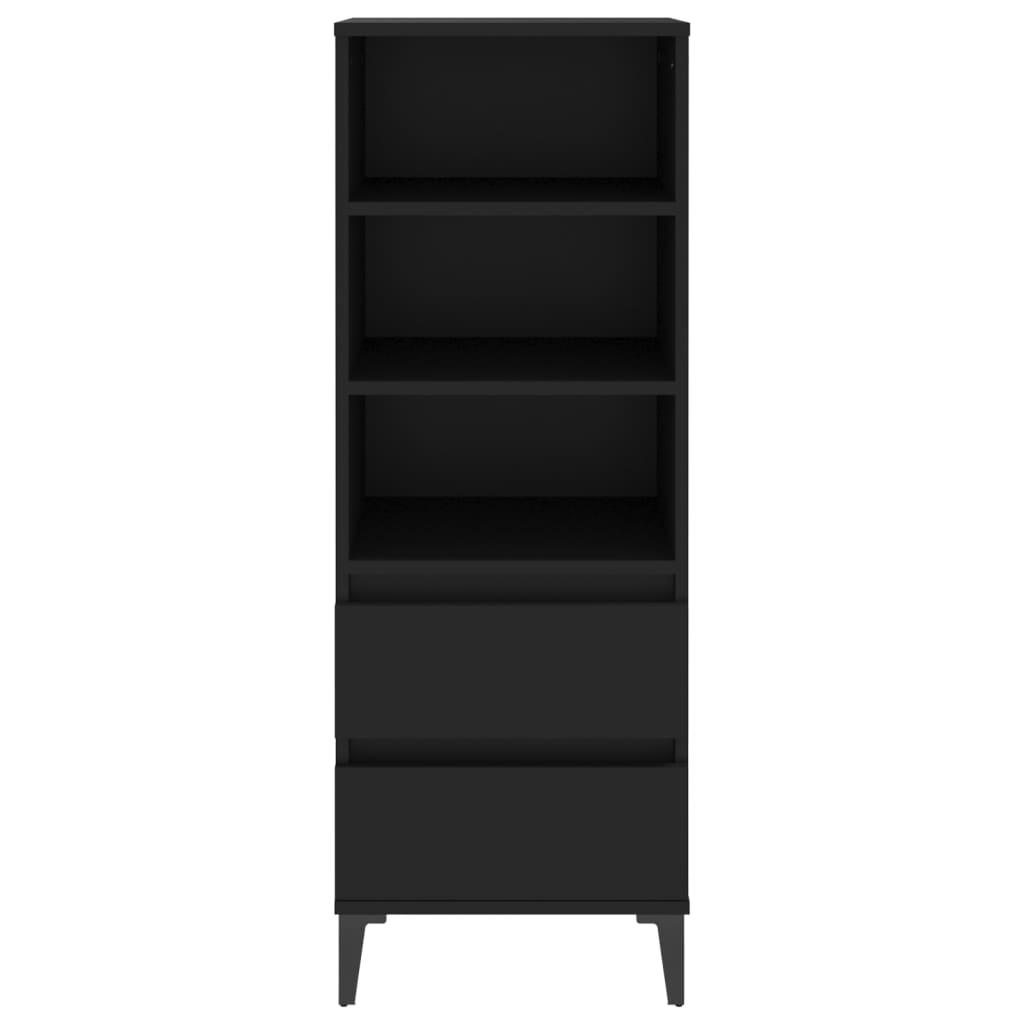Dulap inalt, negru, 40x36x110 cm, lemn compozit, cu Sertare si Frumos ...