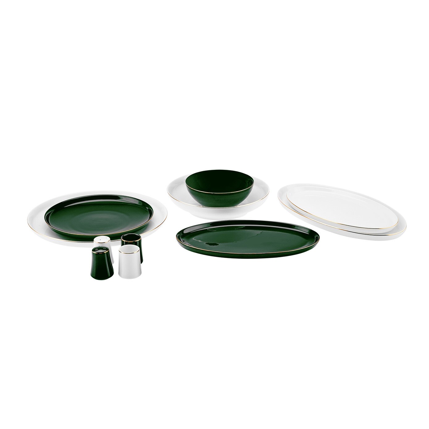 Set vesela pentru 12 persoane Elara, Karaca, Portelan Verde/Alb, 57 ...
