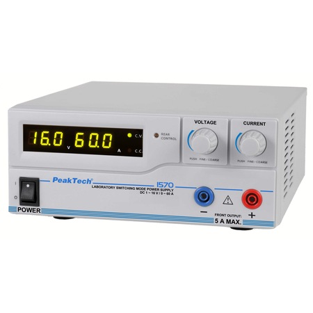 Sursa laborator Peaktech, P1570, 1 canal, 16V/60A DC, 960W, Alb - eMAG.ro