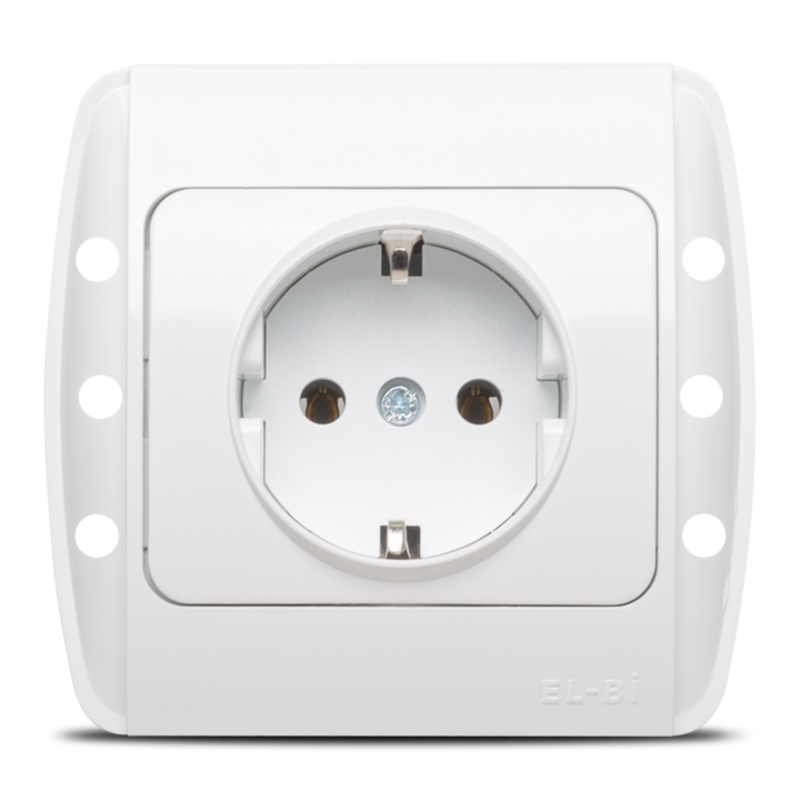 Priza simpla alba Elbi ZIRVE incastrata 16A 250V cu margini albe ...