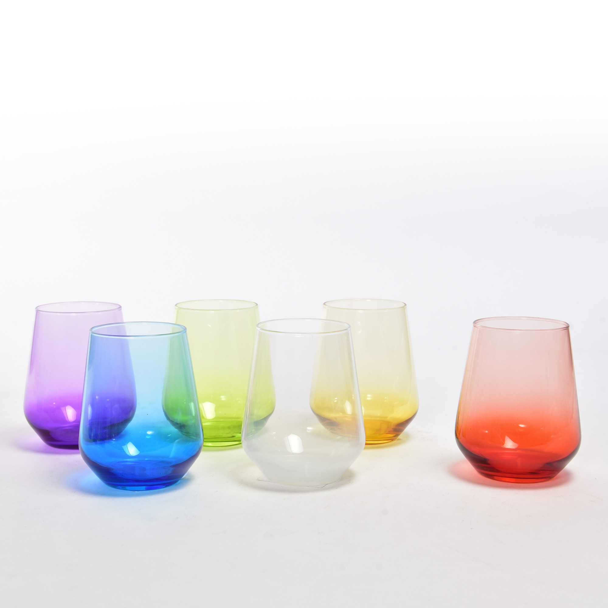 Set 6 pahare Pastel, Sticla, 425 ml, Multicolor - eMAG.ro