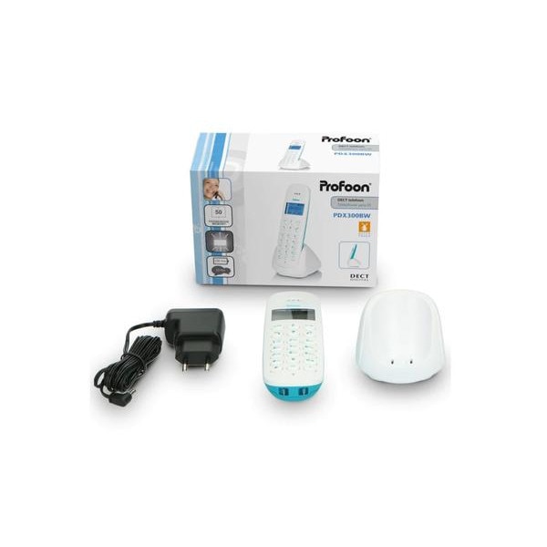 Telefon fix Profoon PDX300BW, DECT Alb/Albastru - eMAG.ro
