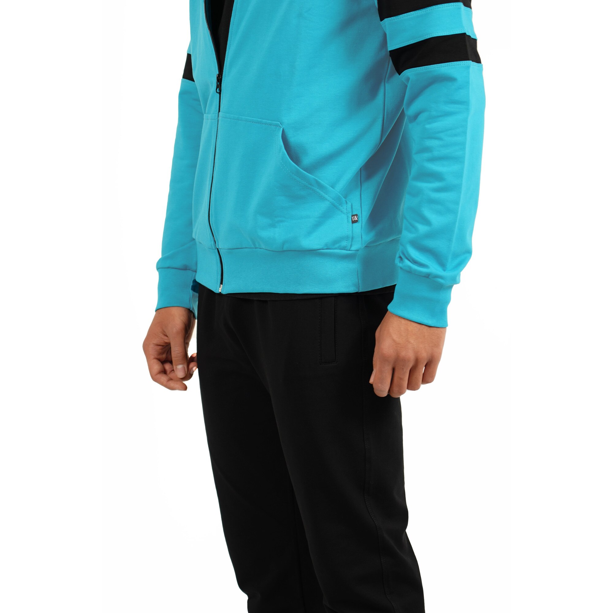 Trening Bumbac, Barbati, Negru- Turcoaz, M - eMAG.ro