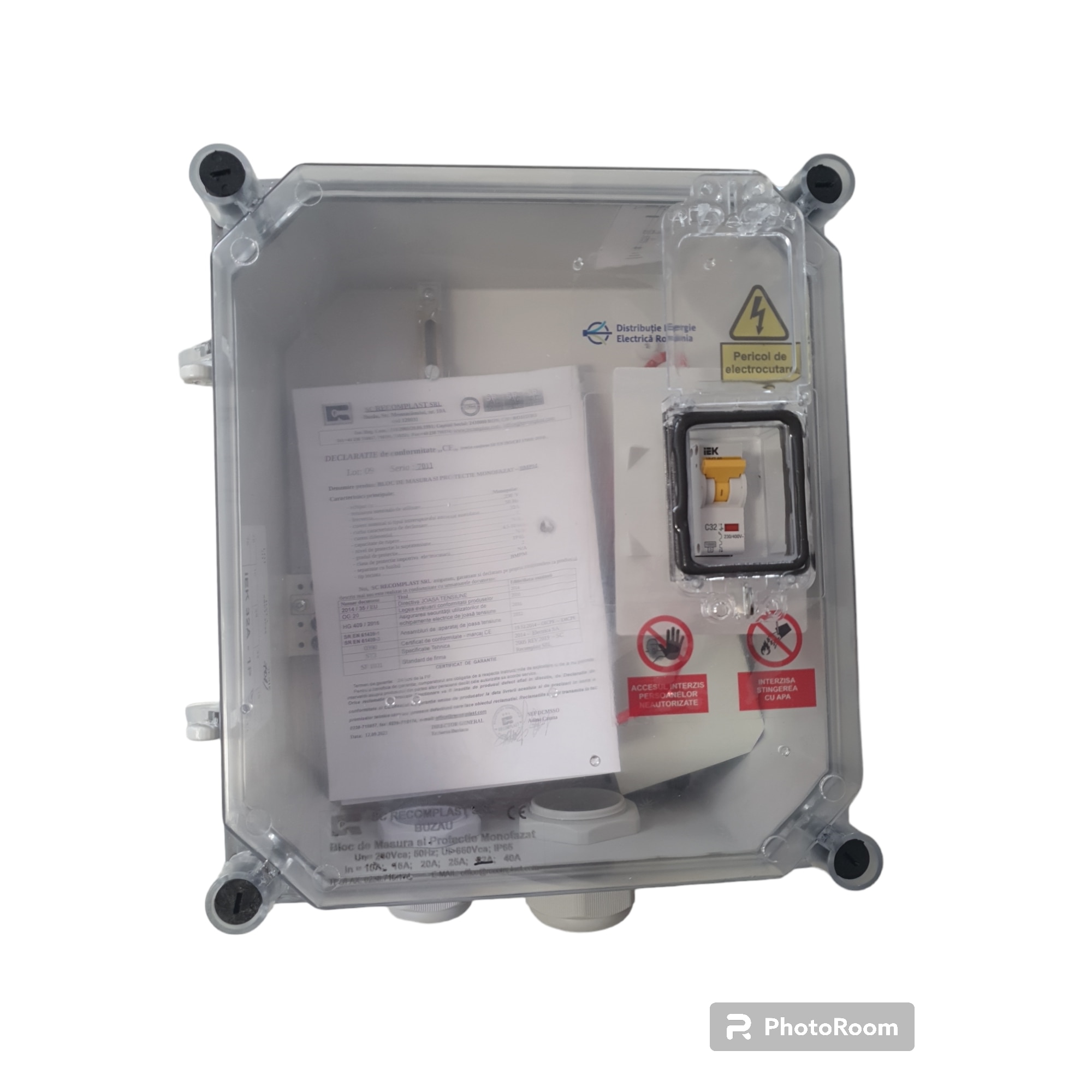 Tablou BMP monofazic, Cutie contor electric cu siguranrta 32A, ABS ...