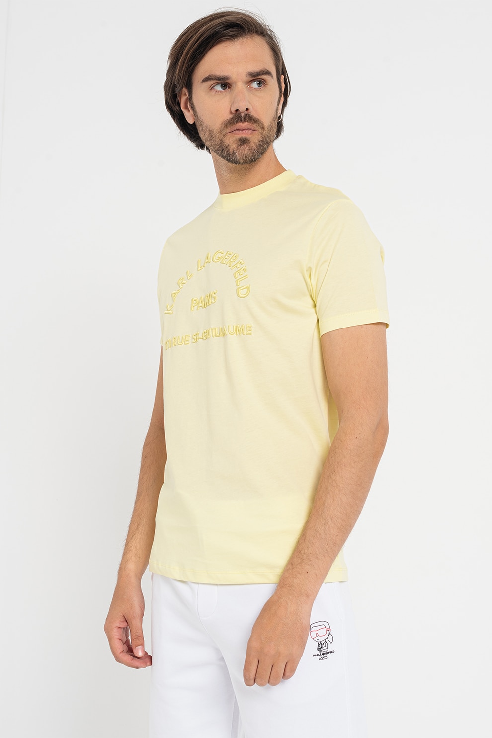 Karl Lagerfeld, Tricou cu logo brodat, Galben pai, XL - eMAG.ro