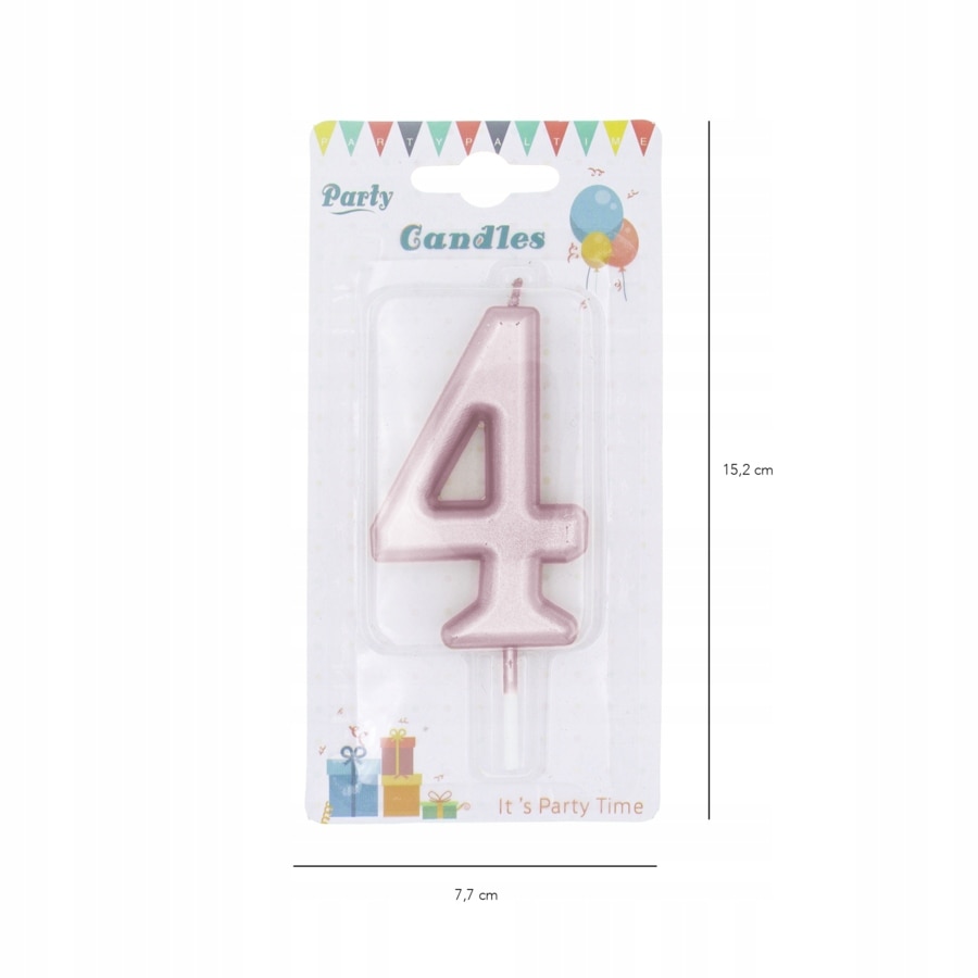 Свещ за торта номер 4 Парти 10 см Розово злато Emag Bg