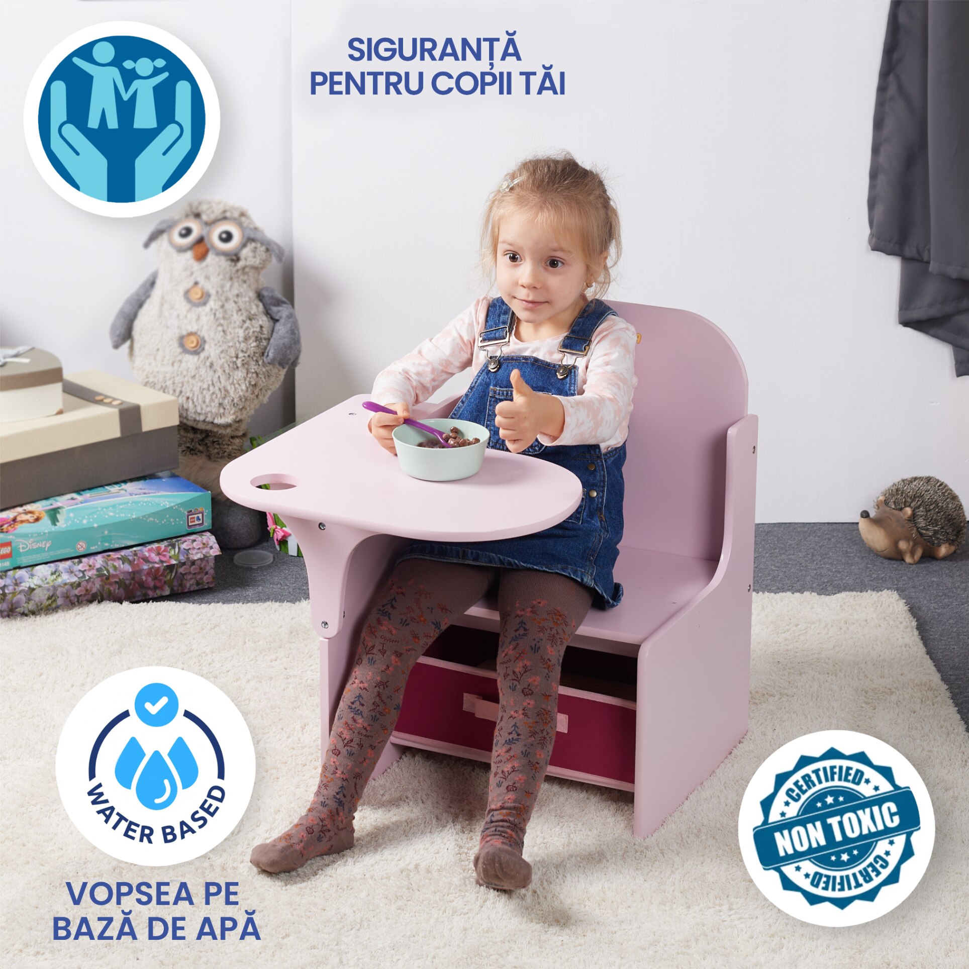 Set Masuta Cu Scaun Copii, 3 In 1, Suporto, Din Lemn Mdf, Varsta 3-6 ...