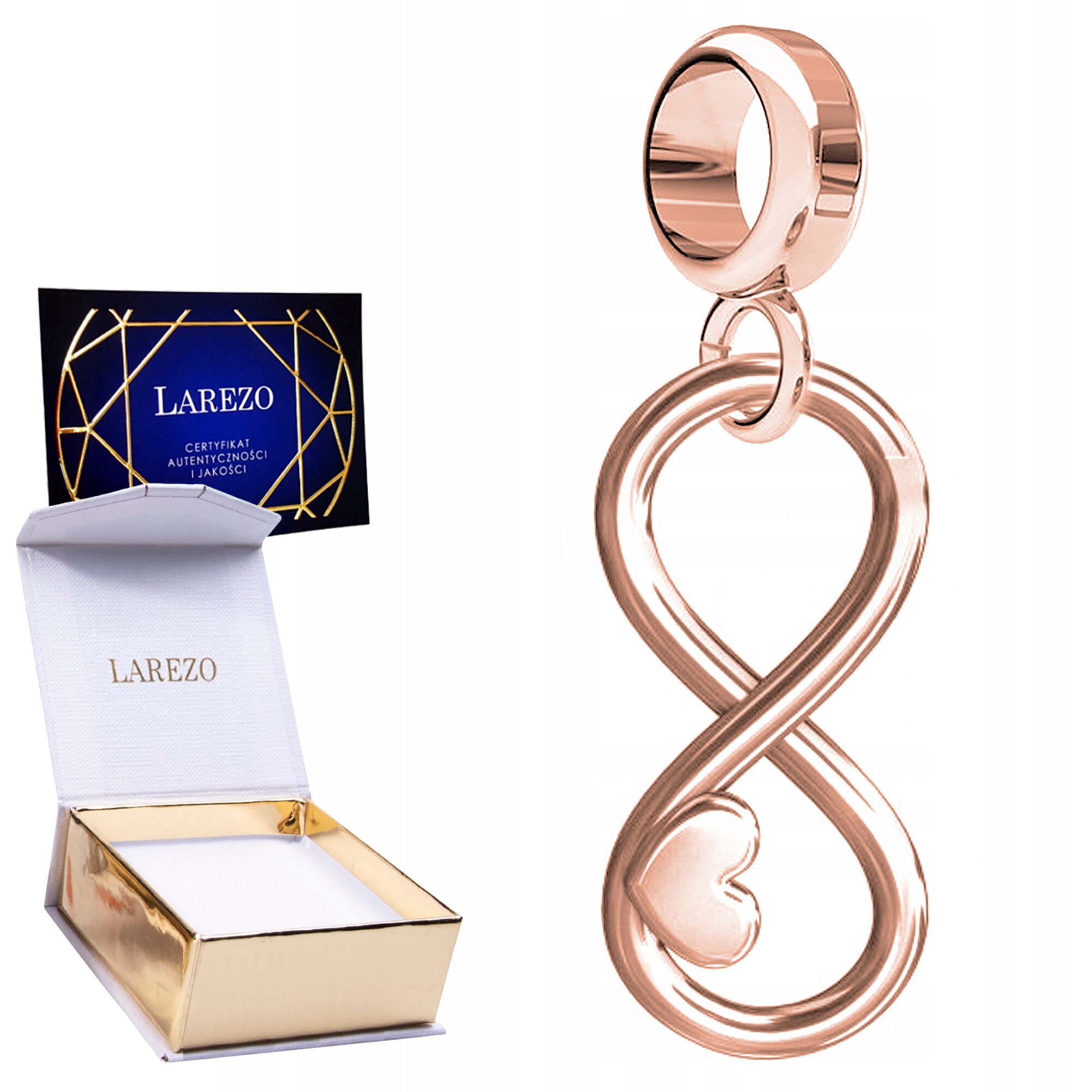 Pandantiv Charms, Larezo, Semn, Infinit, Inimi Roz, Argint, 1.6x1.6 cm ...