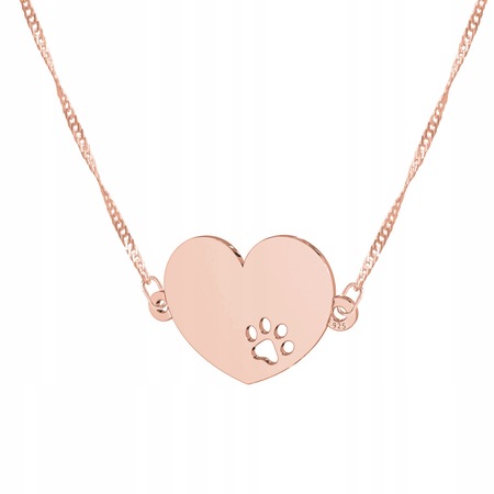 Colier, Larezo, inima si laba de caine, aur roz, argint 925, 42x1.92 cm ...