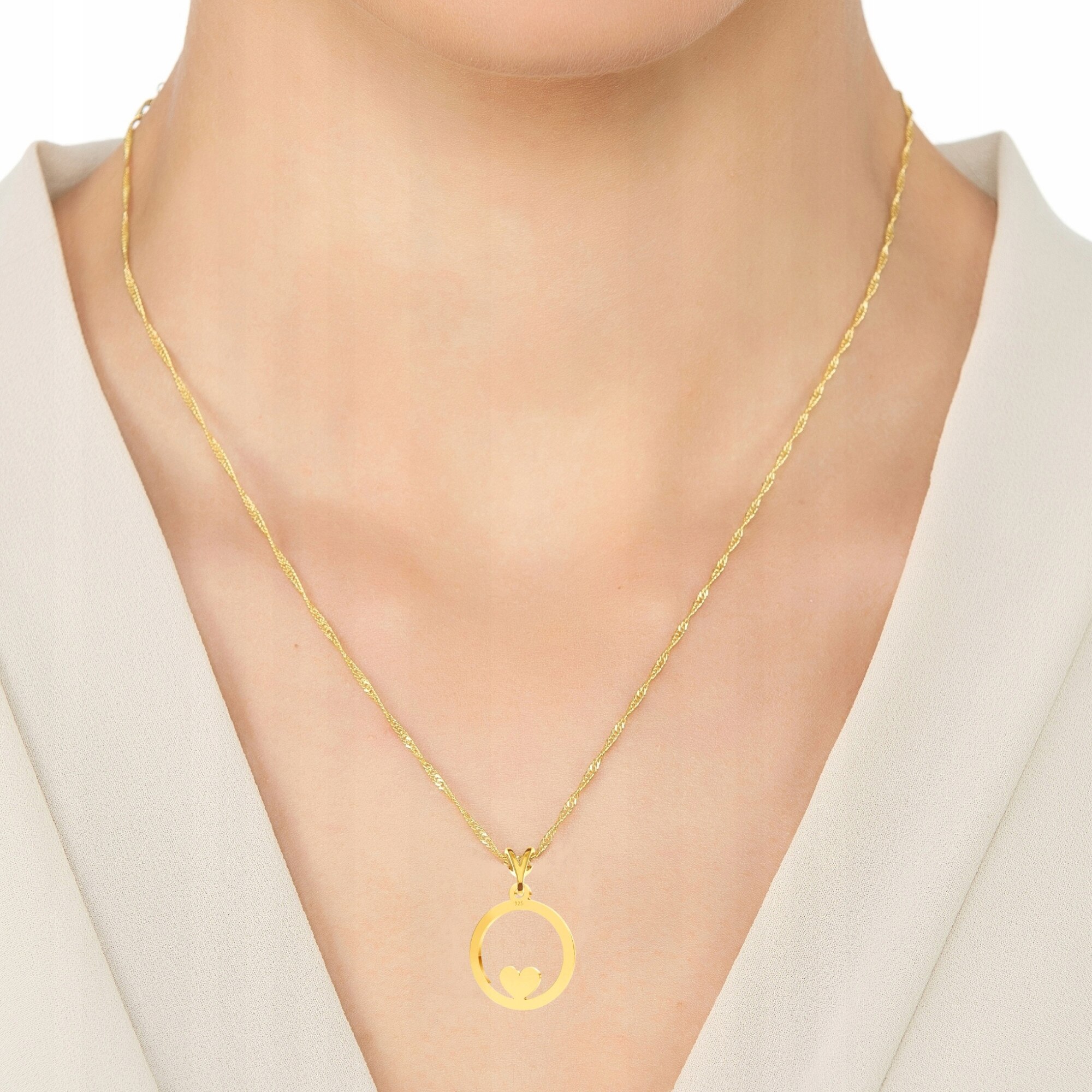 Colier, Larezo, inima in cerc, aur, argint 925, 42x1.6 cm - eMAG.ro