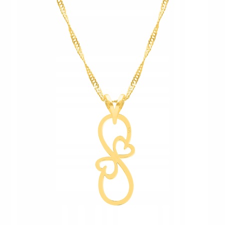 Colier, Larezo, semnul infinitului, inima, aur, argint 925, 42.0x1.8 cm ...