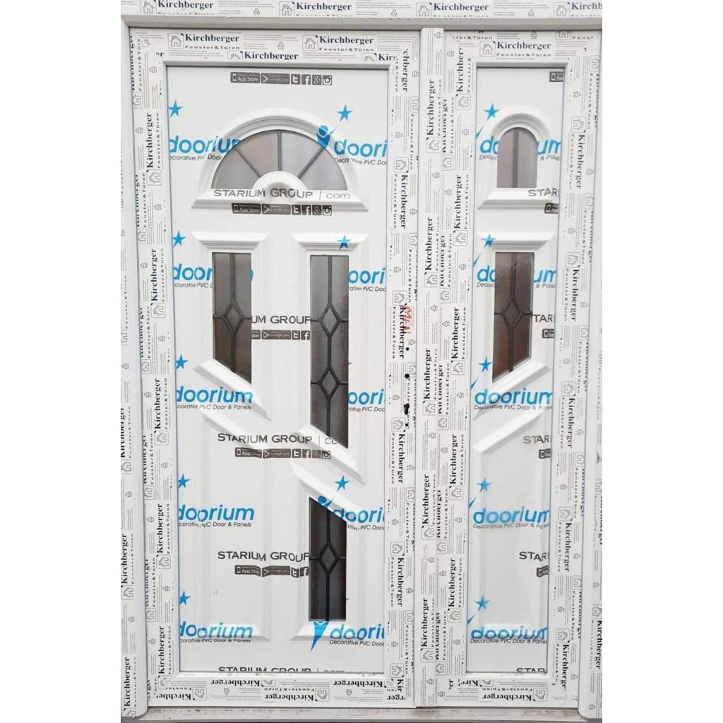 Usa dubla exterior Pvc, DIAGONAL RHOMBUS BLACK, Alb, 130x200 - eMAG.ro