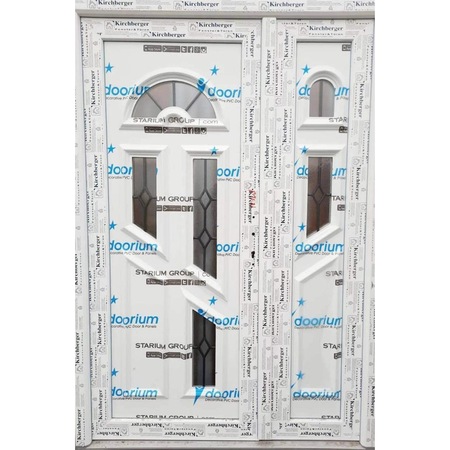 Usa dubla exterior Pvc, DIAGONAL RHOMBUS BLACK, Alb, 130x200 - eMAG.ro