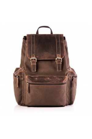 Paolo Peruzzi Férfi hátizsák, Természetes bőr/vászon, barna - eMAG.hu