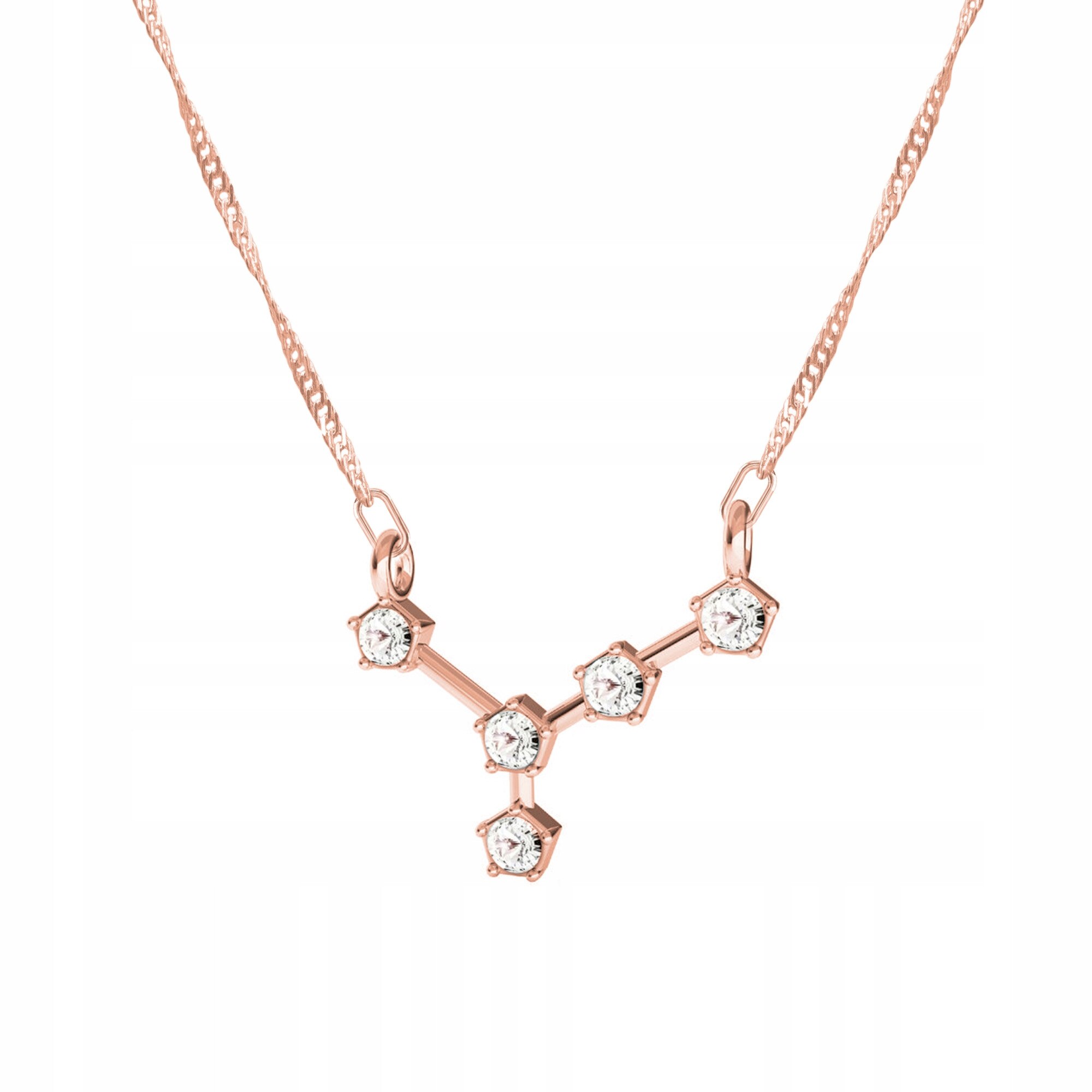 Colier, Larezo, semnul zodiacal Rac, zirconiu, aur roz, argint 925 ...