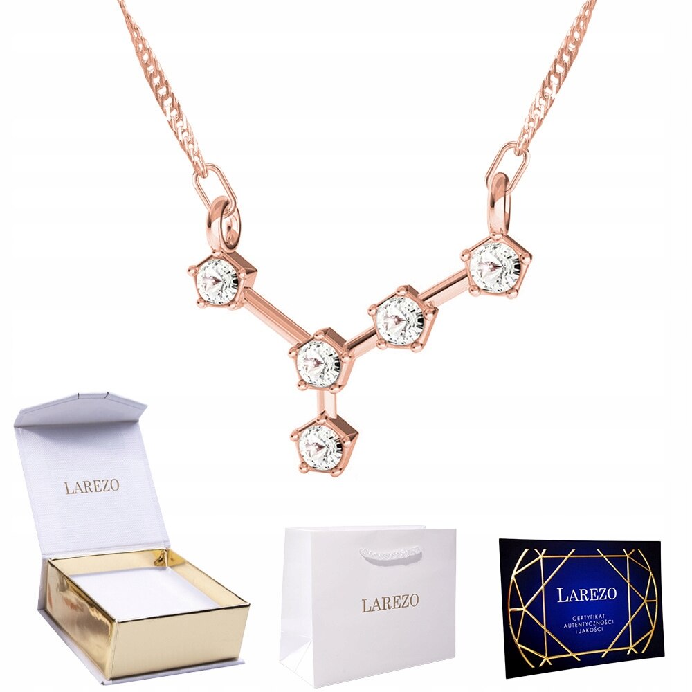 Colier, Larezo, semnul zodiacal Rac, zirconiu, aur roz, argint 925 ...