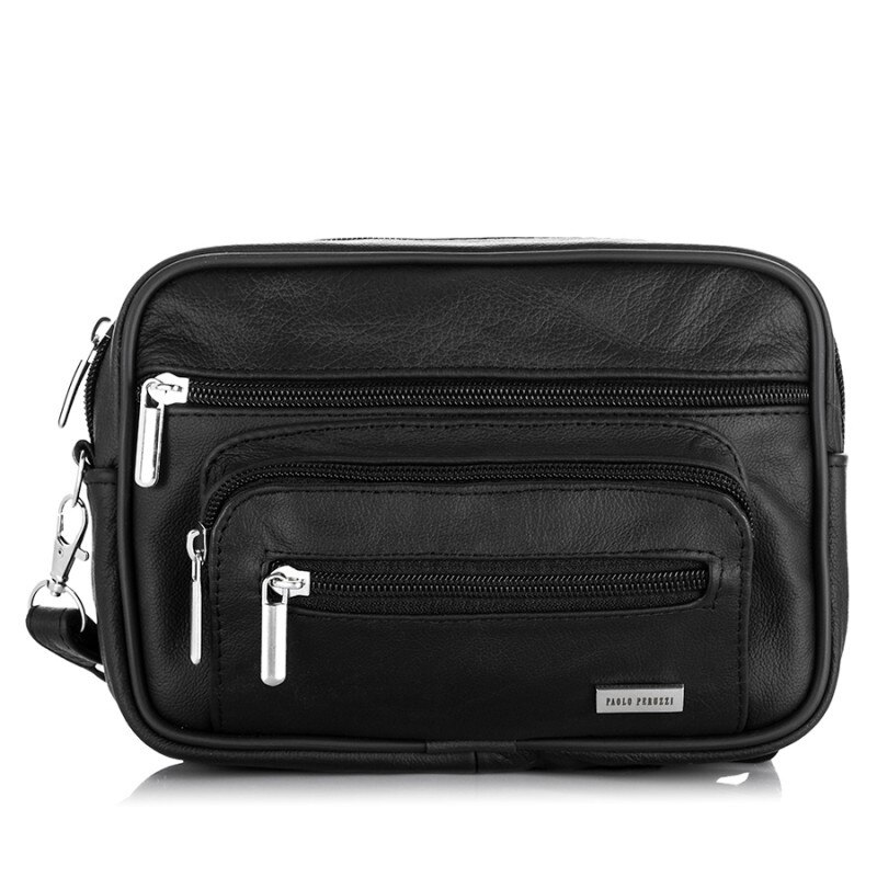 Set geanta si borseta, Paolo Peruzzi, Piele naturala, Negru - eMAG.ro