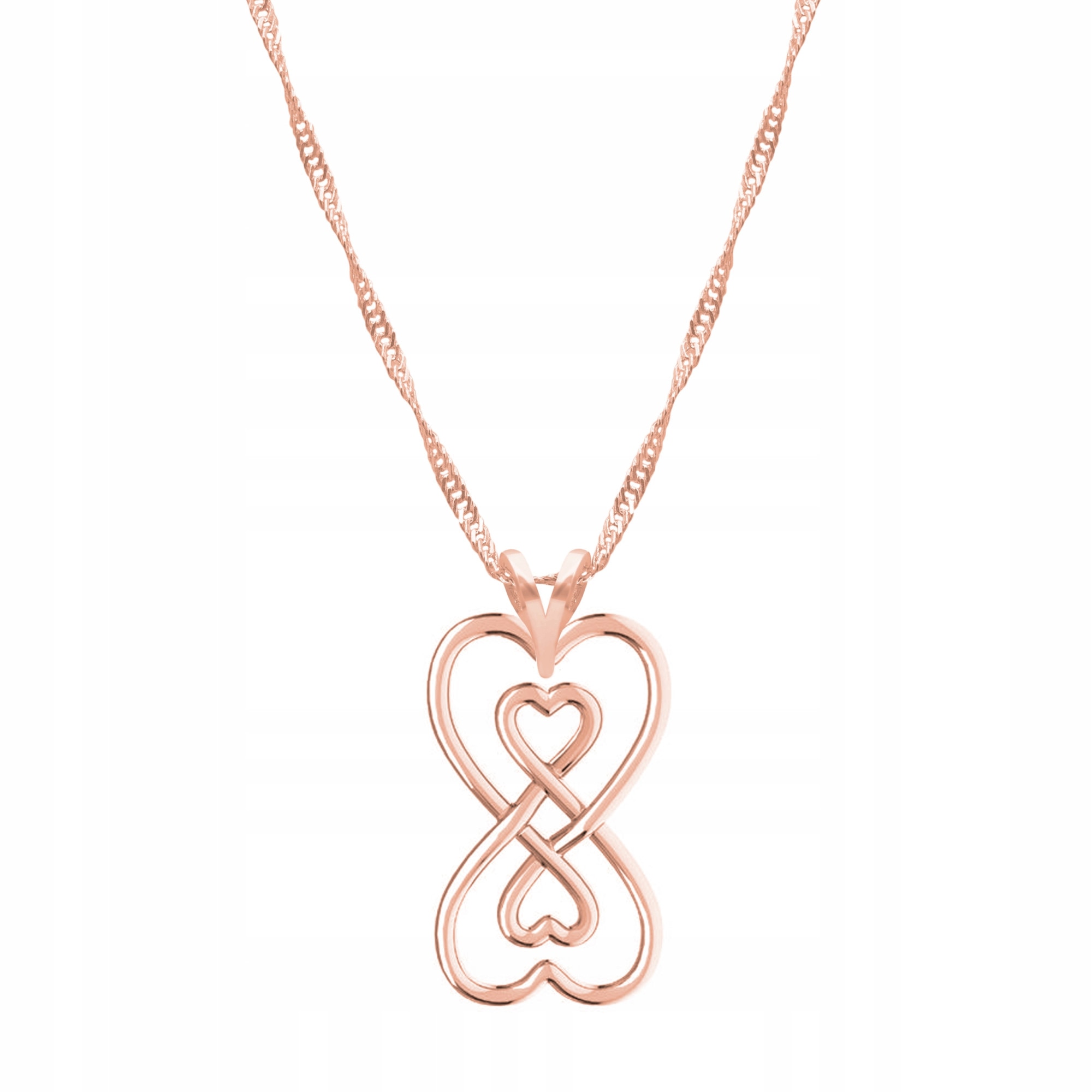 Colier, Larezo, semnul infinitului cu inimi, aur roz, argint 925, 42x2 ...