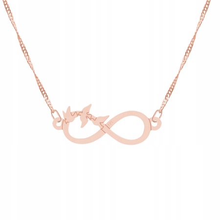 Colier, Larezo, semnul infinitului si pasari, aur roz, argint 925, 42x0 ...