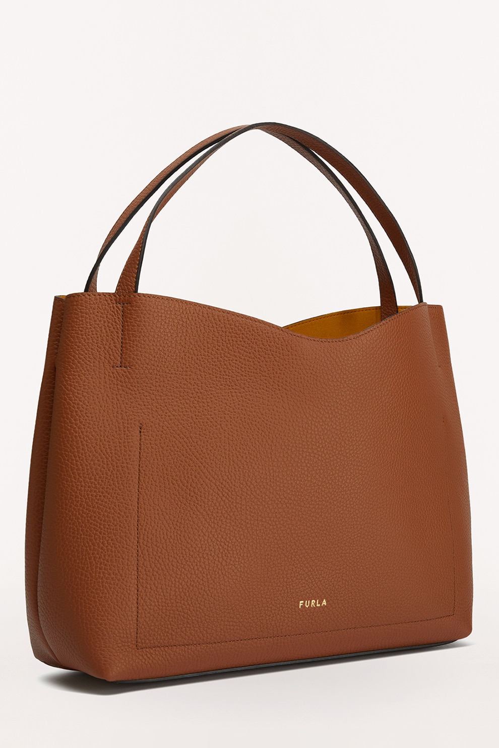 Furla, Geanta hobo din piele cu monograma metalica Primula, Caramel ...
