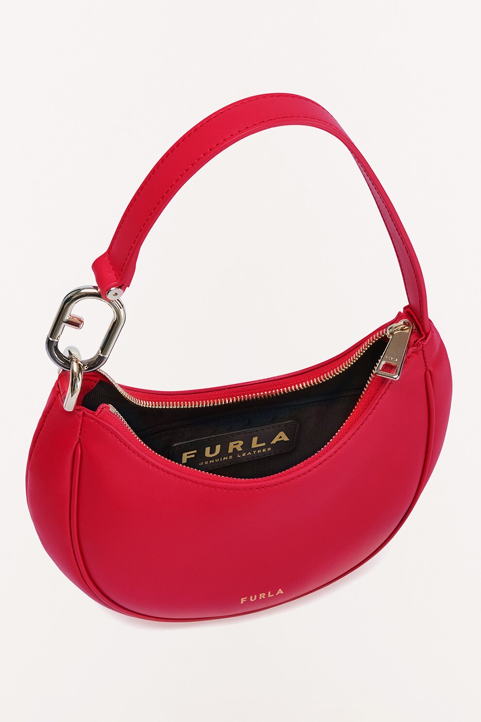 Furla, Geanta hobo din piele cu fermoar Primavera, Corai - eMAG.ro