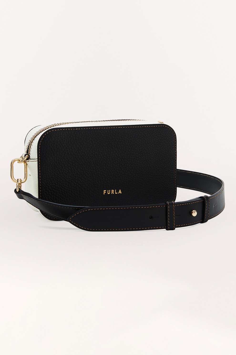 Furla, Geanta crossbody mica din piele cu aspect contrastant Primula ...