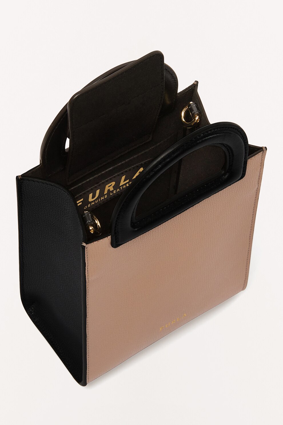 Furla, Geanta crossbody din piele Dara, Bej, Negru - eMAG.ro
