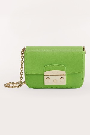 Furla, Geanta crossbody mica din piele Metropolis, Verde lime - eMAG.ro