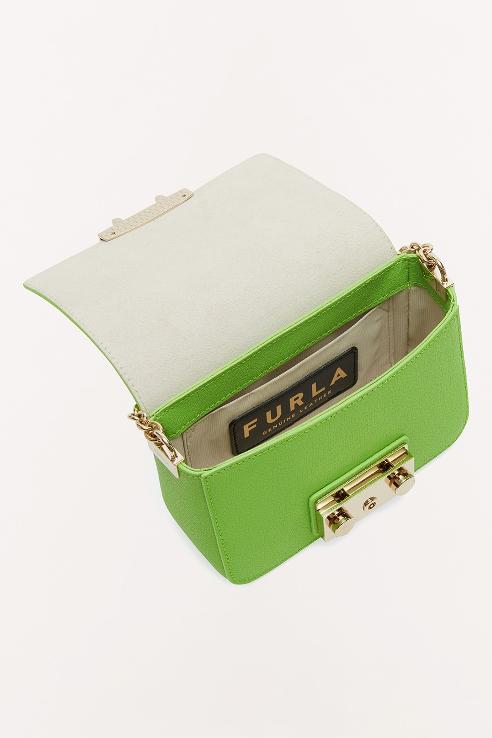 Furla, Geanta crossbody mica din piele Metropolis, Verde lime - eMAG.ro
