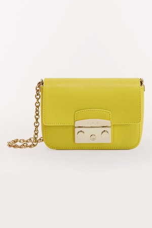 Furla, Geanta crossbody mica din piele Metropolis, Galben sofran - eMAG.ro