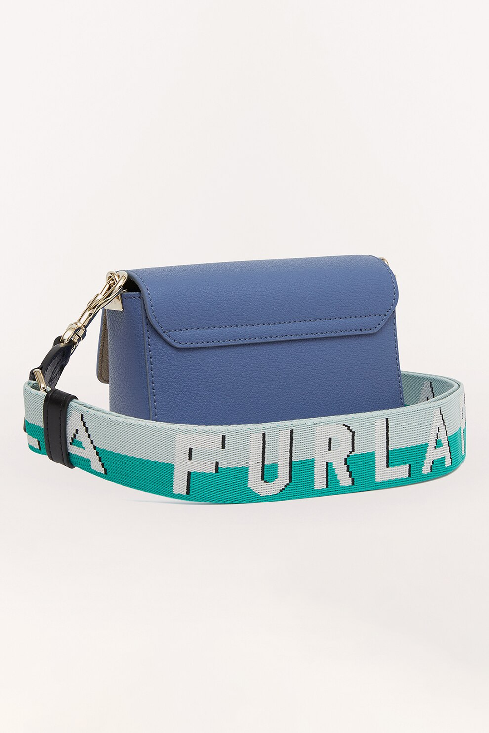 Furla, Geanta crossbody din piele cu bareta din material textil ...