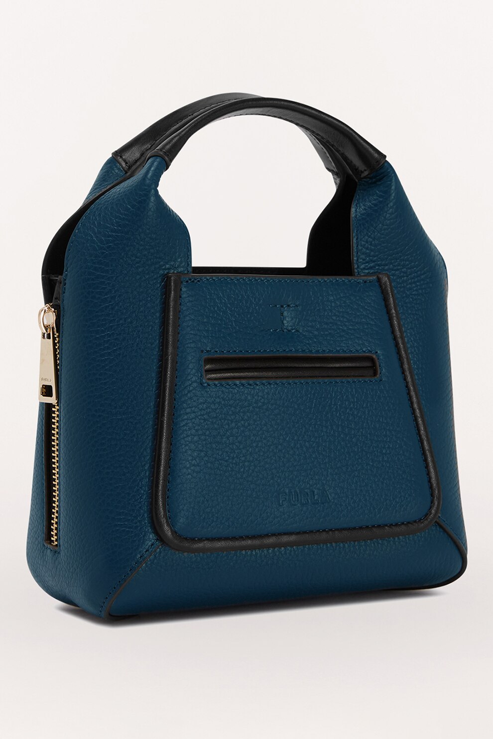 Furla, Geanta crossbody mica din piele cu detaliu logo Gilda, Albastru ...